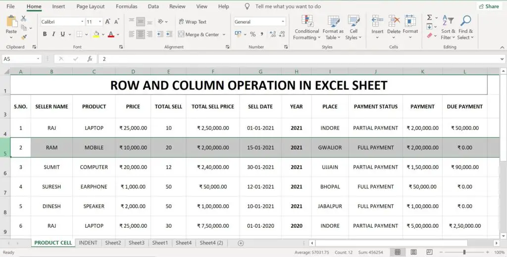 Rows and Columns in Excel - Dmut.in