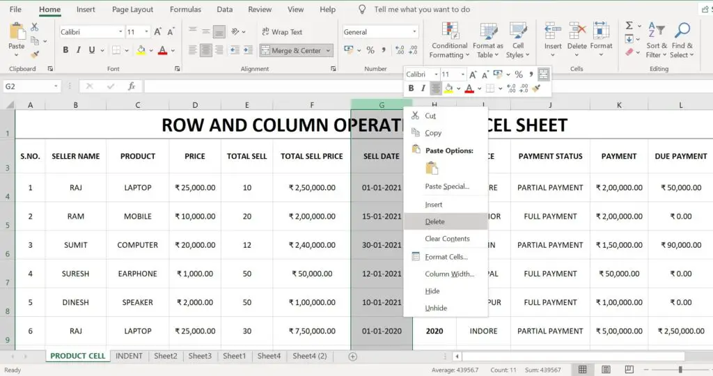 Rows and Columns in Excel - Dmut.in