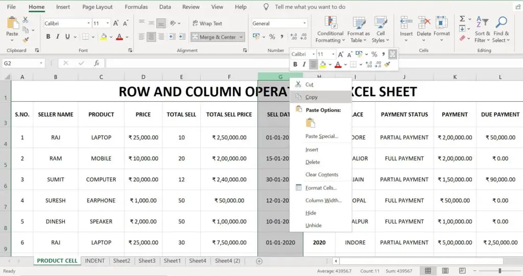 Rows and Columns in Excel - Dmut.in
